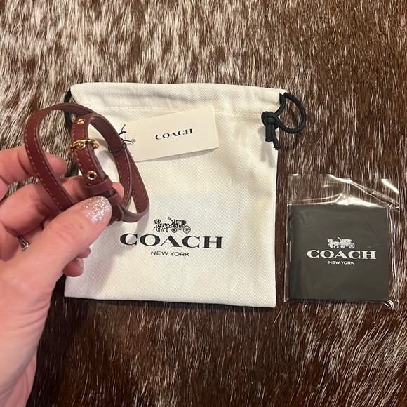 Coach | Jewelry | Coach Cbuckle Double Wrap Leather Bracelet Browngold ...